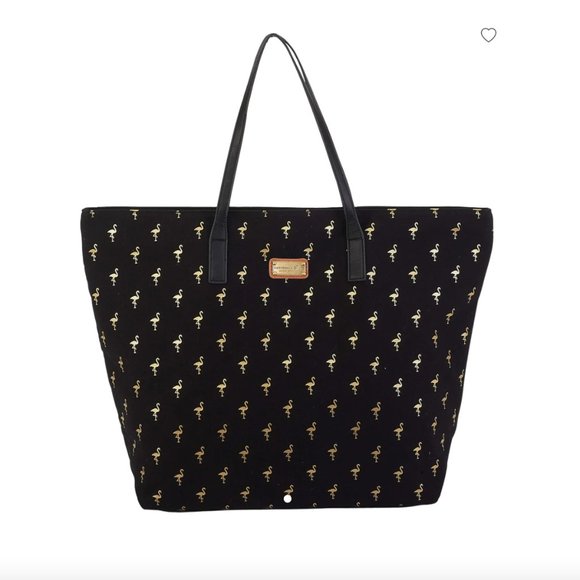 Caribbean Joe | Bags | Caribbean Joe Black And Gold Flamingo Vacation ...